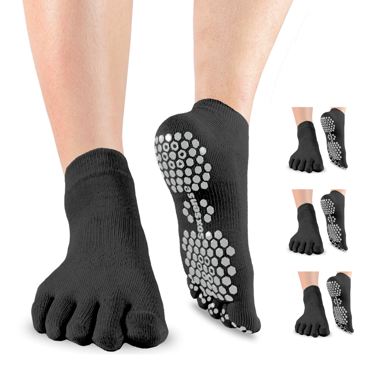 3 Pairs Ankle Grip Toe Socks with Cushion – That Barefoot Coach